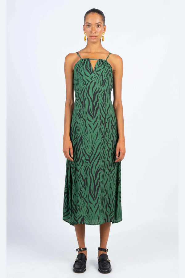 Zebra Stripe Dress by Carmen Says - Green - This Is Anyo